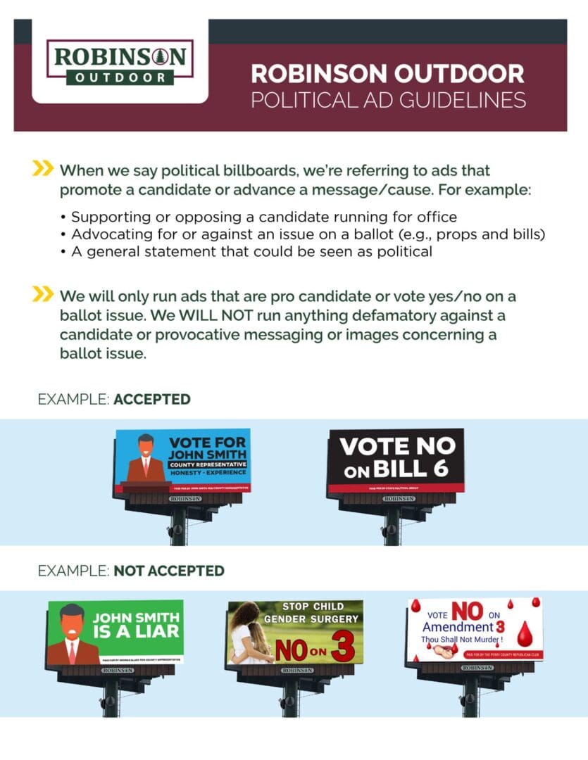 Political Guidelines | Political Conduct by Robinson Outdoor